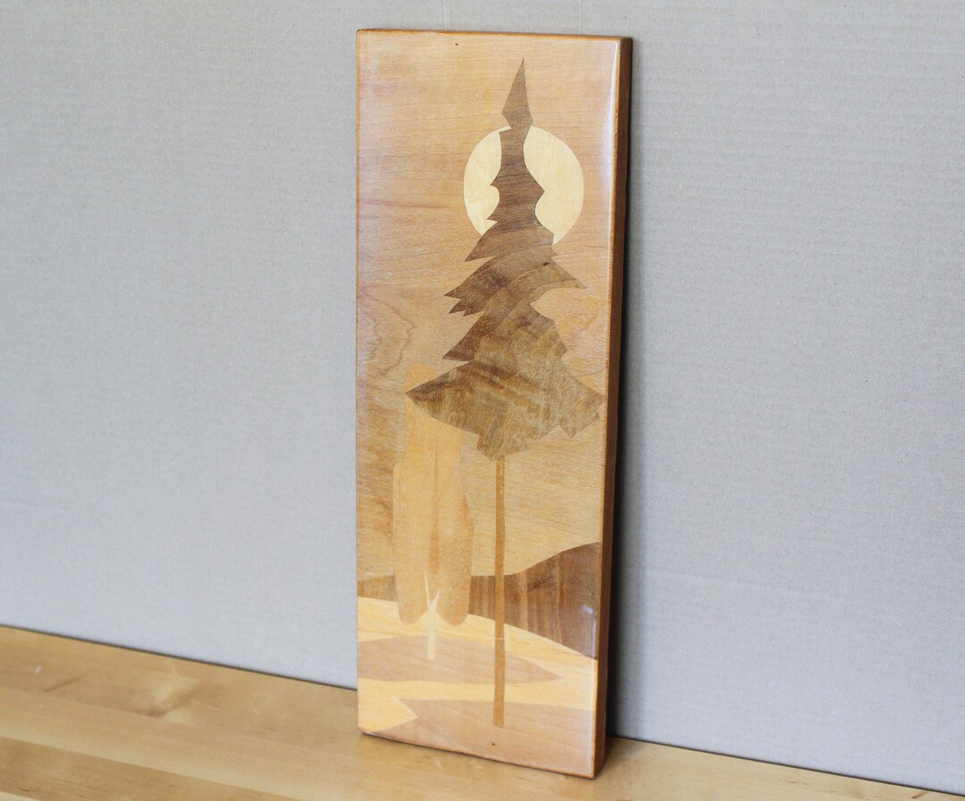 LANDSCAPE_WOODEN INLAY Vintage/ Wooden Wall Plaque_ Landscape/ Retro ...