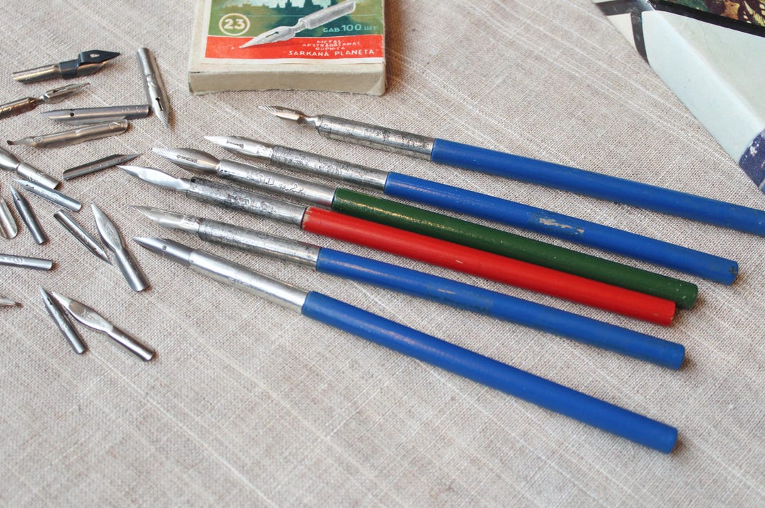 INK PEN, 3 NIBS Vintage/ Wooden Ink Pen and 3 Nibs/ Russian Vintage ...