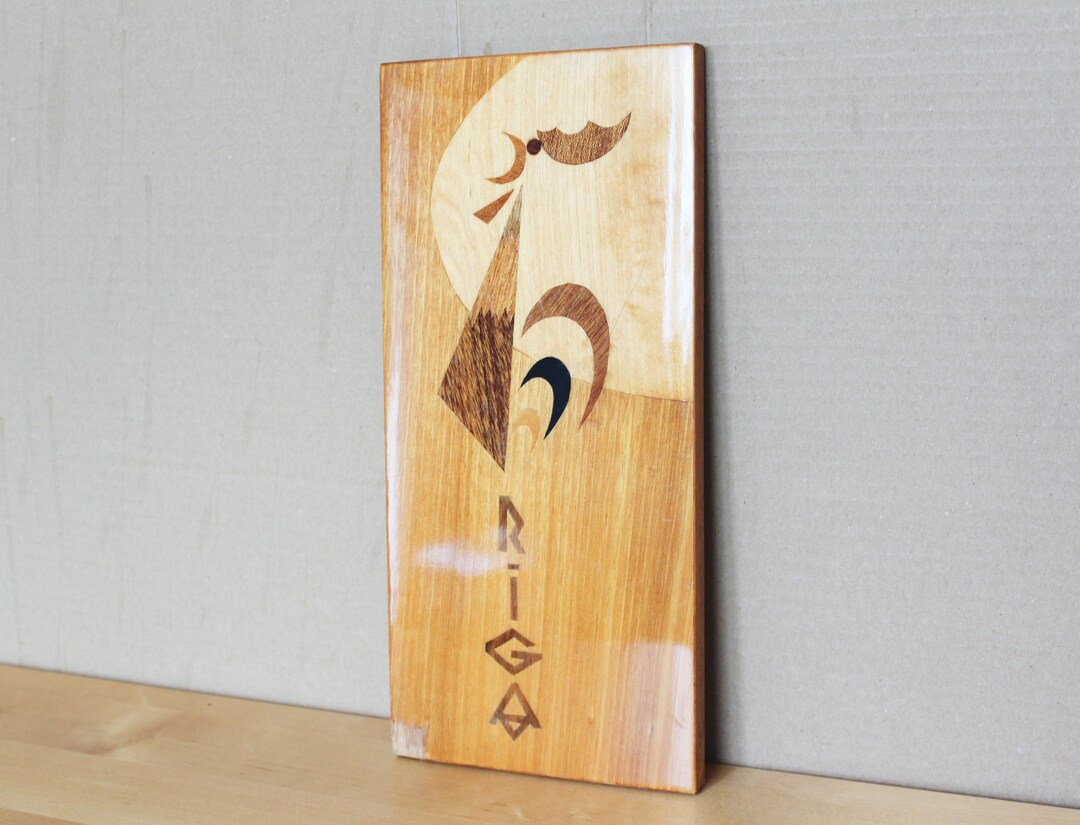 ROOSTER_INLAY PLAQUE Vintage/ Wooden Wall Plaque Riga Rooster/ Wooden ...