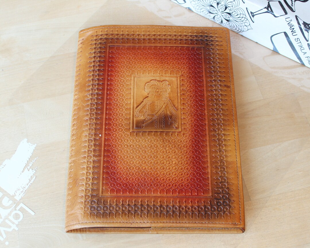 LEATHER BOOK COVERS Vintage/ Leather Covers With Pressed Ornamental ...