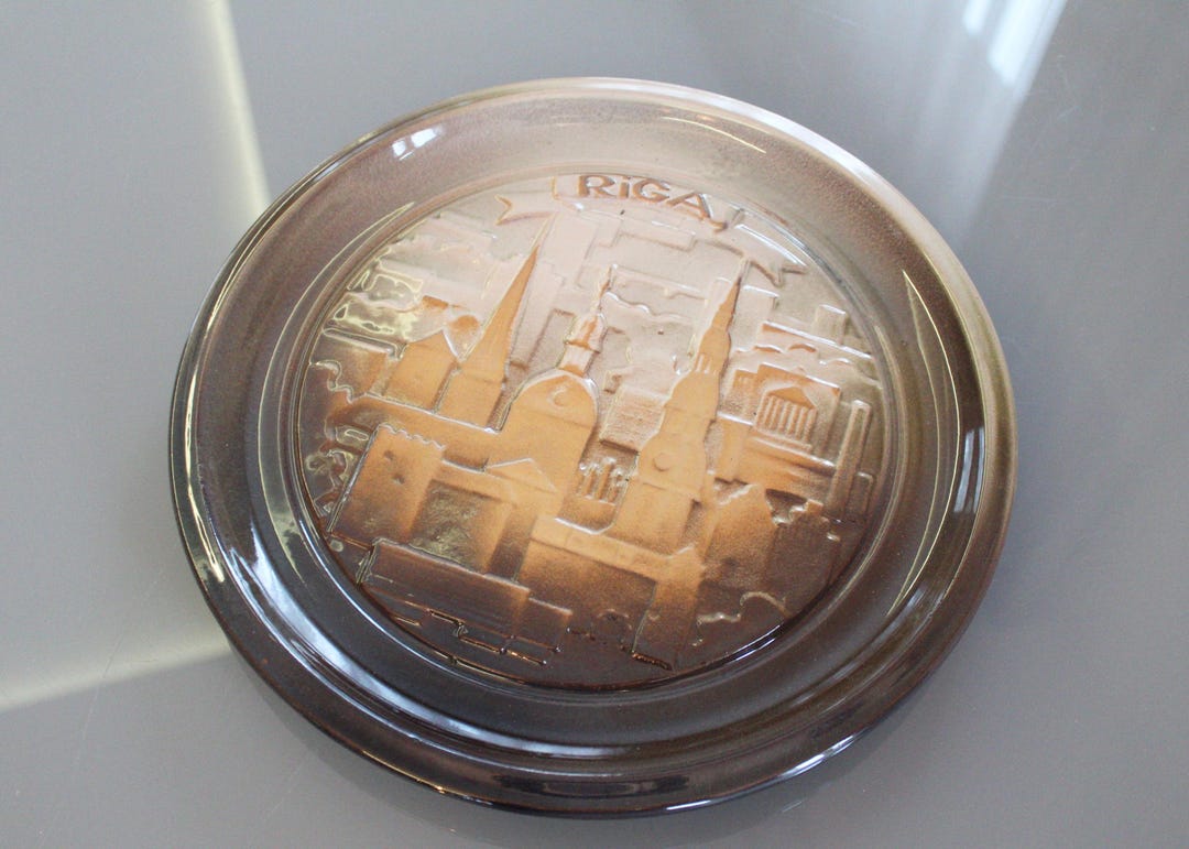 RIGA_WALL PLATE Vintage/ Ceramic Wall Plate With Old Riga View/ Latvian ...