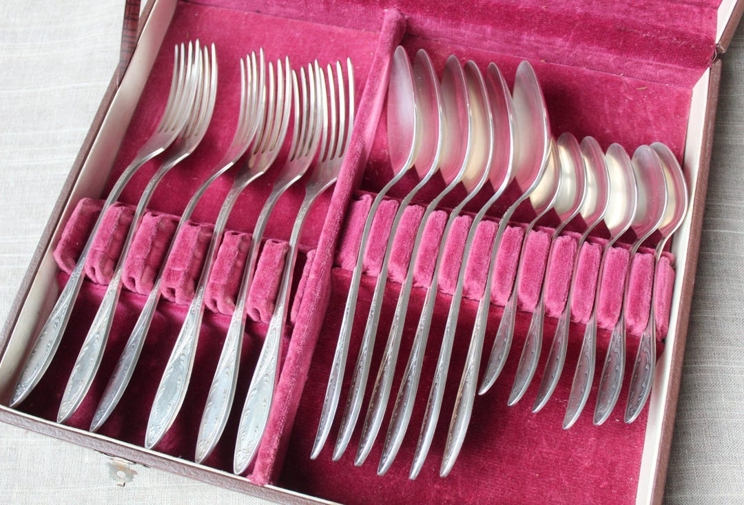 TABLEWARE SET Russian Vintage/ 18 Metal Melchior Spoons and Forks in ...