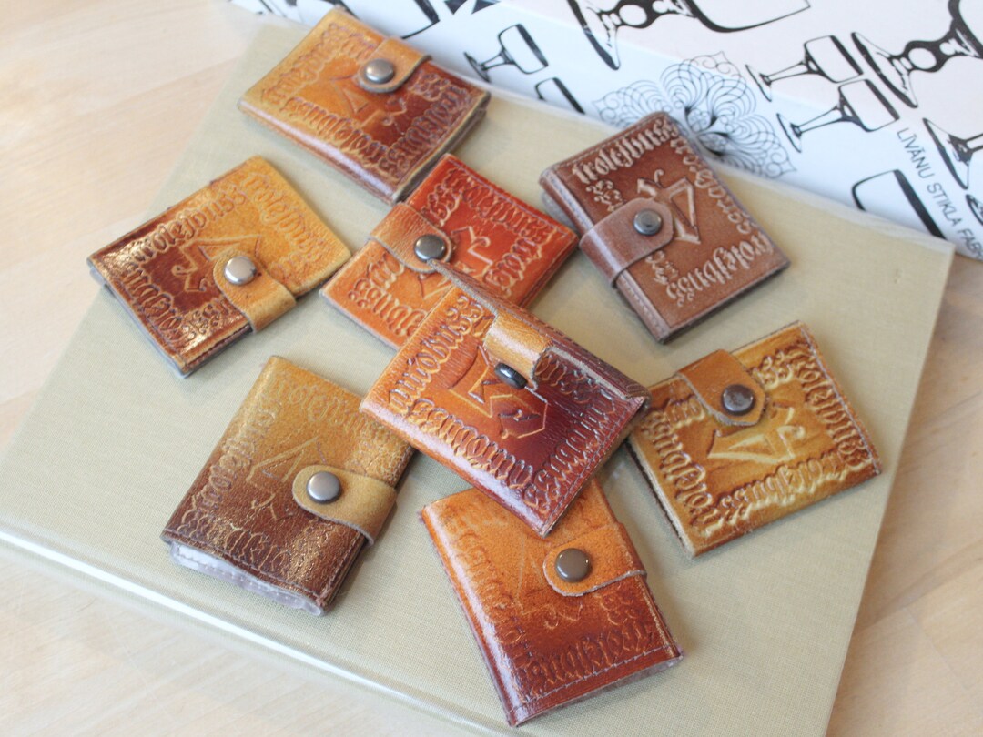 LEATHER CASE for Tickets Vintage/ Small Leather Case With DIGITS ...