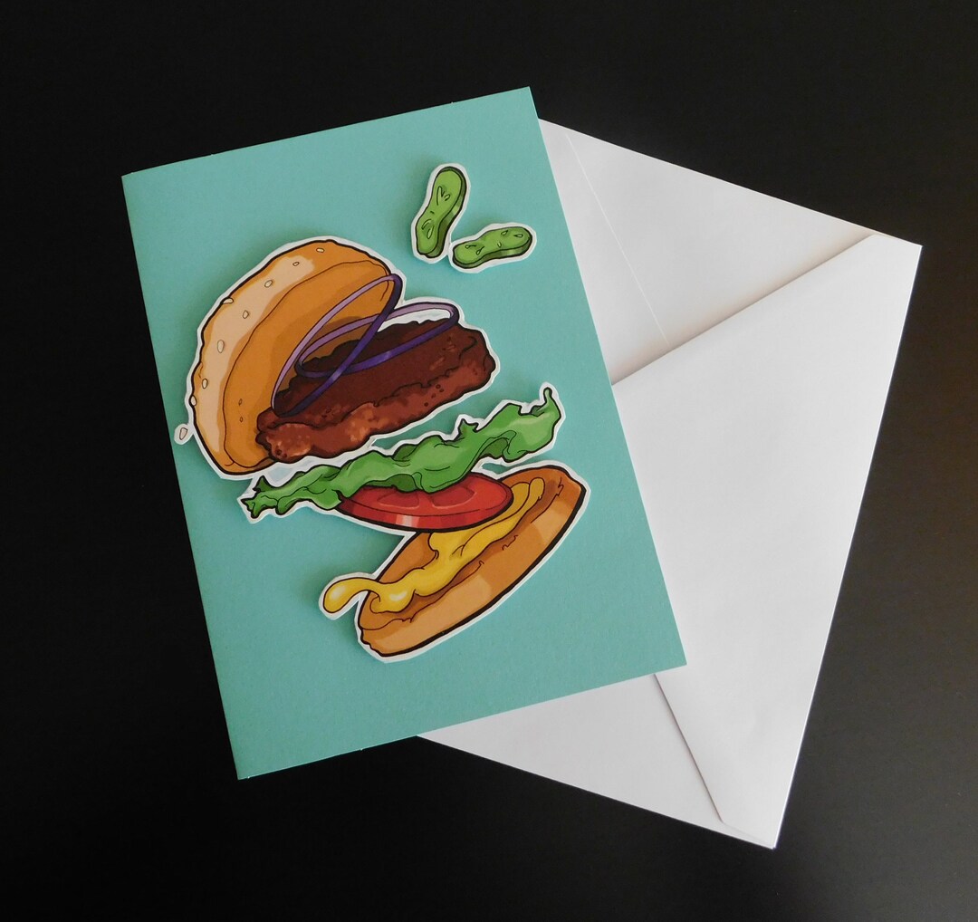 Blank All Occasion Food Greeting Cards Burger - Etsy