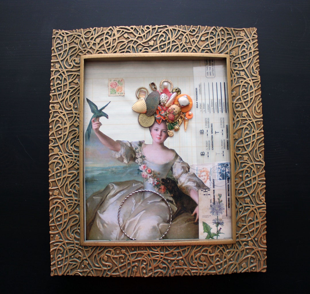 Whimsical Assemblage Wall Art – Mixed Media Portrait With Vintage ...