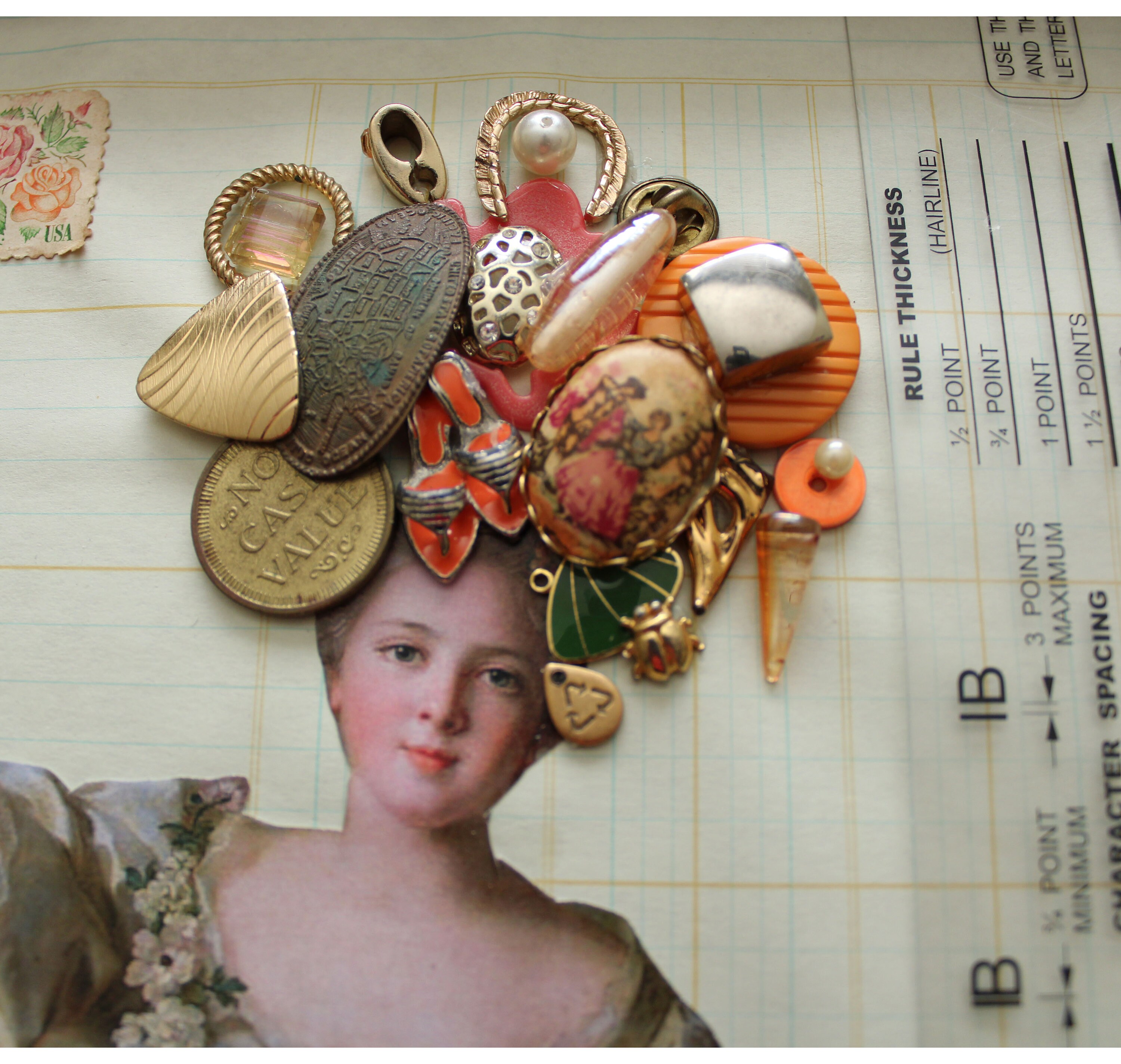 Whimsical Assemblage Wall Art – Mixed Media Portrait With Vintage ...