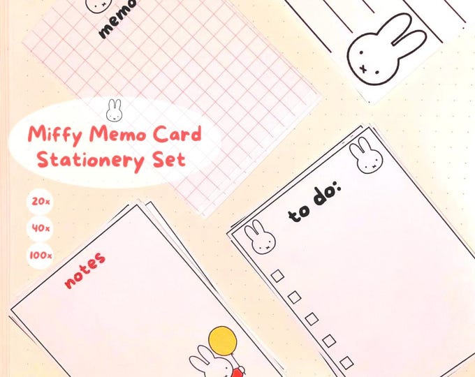 Miffy Memo Cards | Bullet Journal Stationery Set - Etsy