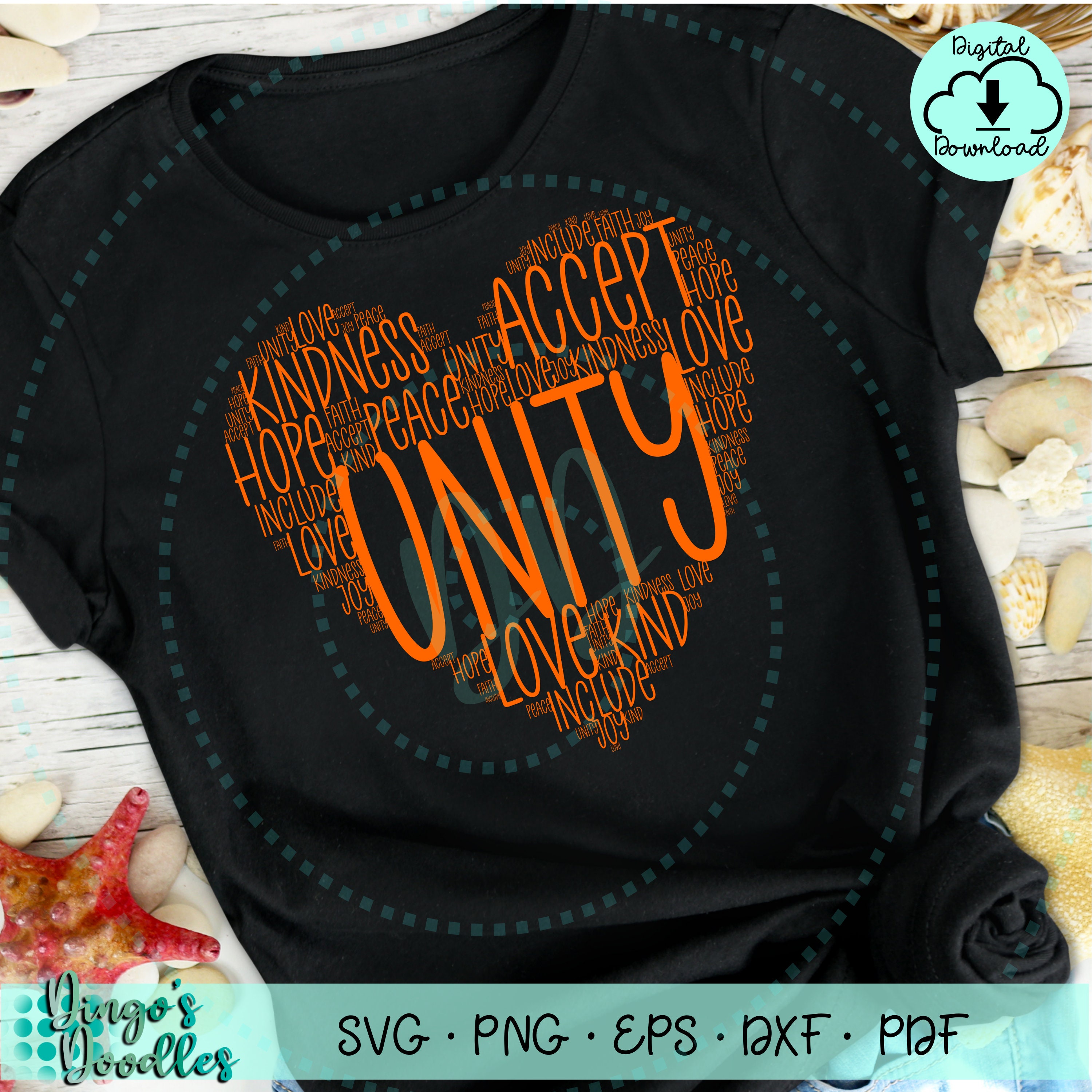 Heart Shaped Words of Unity SVG PNG Anti-bullying - Etsy