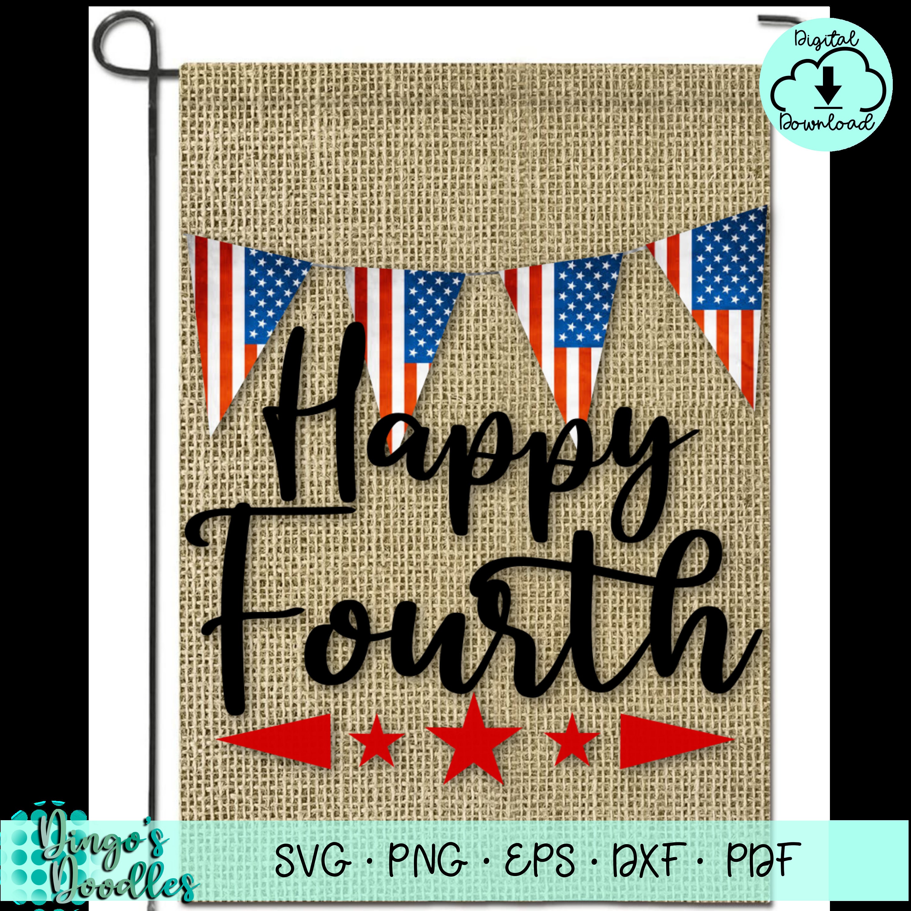 Happy Fourth SVG PNG Patriotic Sign Flag - Etsy