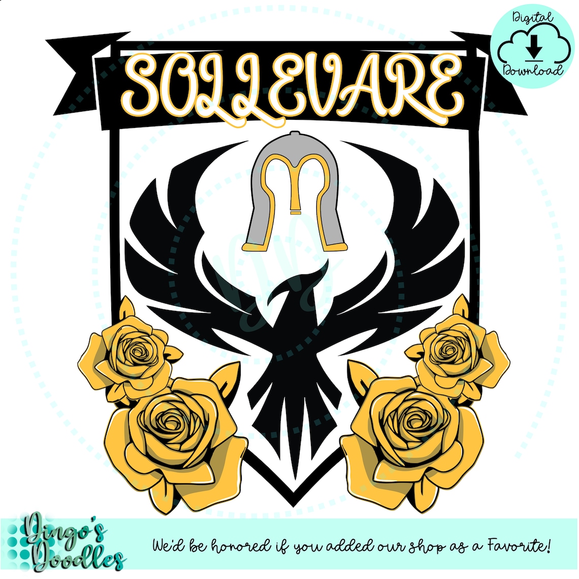 Sollevare House Crest SVG PNG Phoenix Roses Print Sub Cut - Etsy