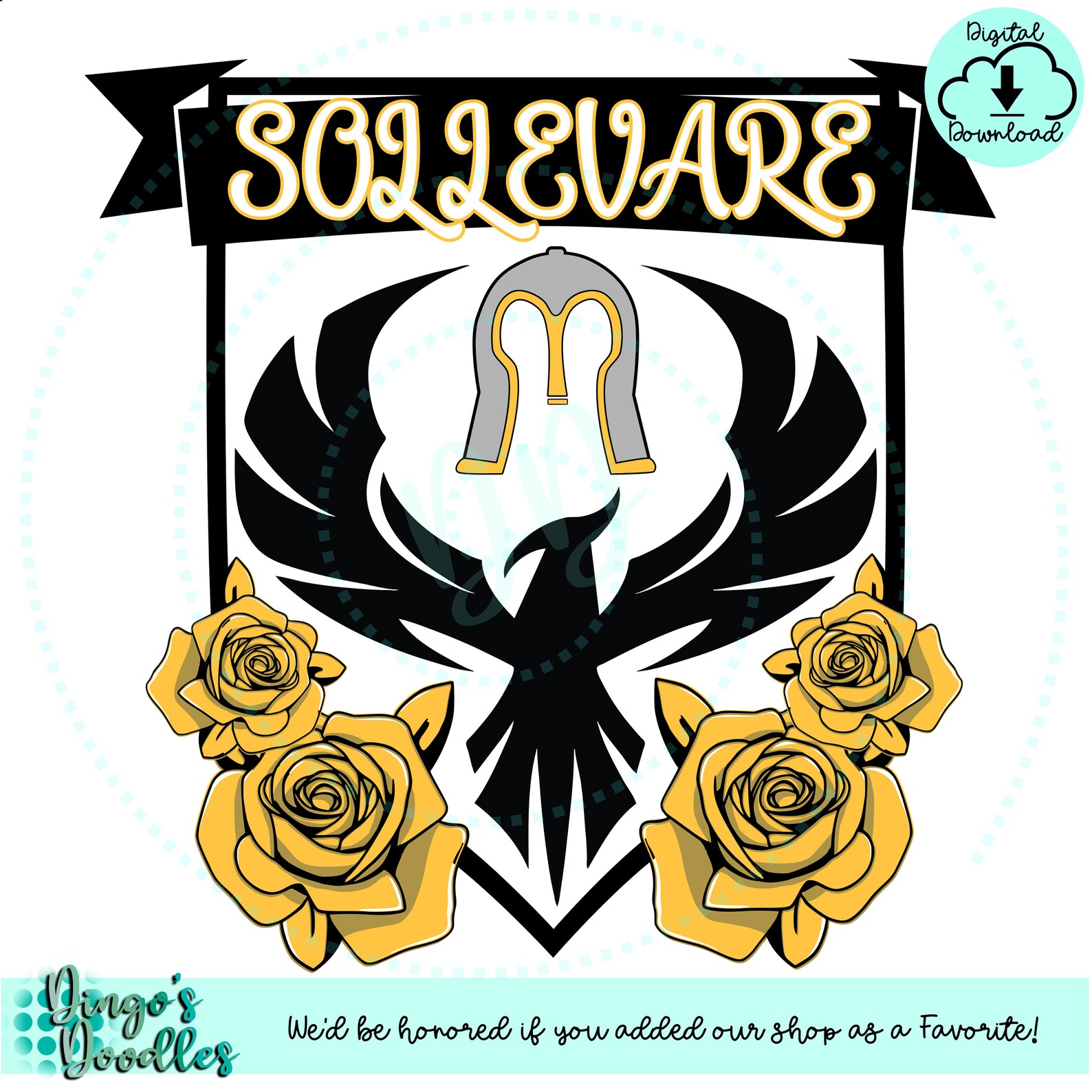 Sollevare House Crest SVG PNG Phoenix Roses Print Sub Cut - Etsy