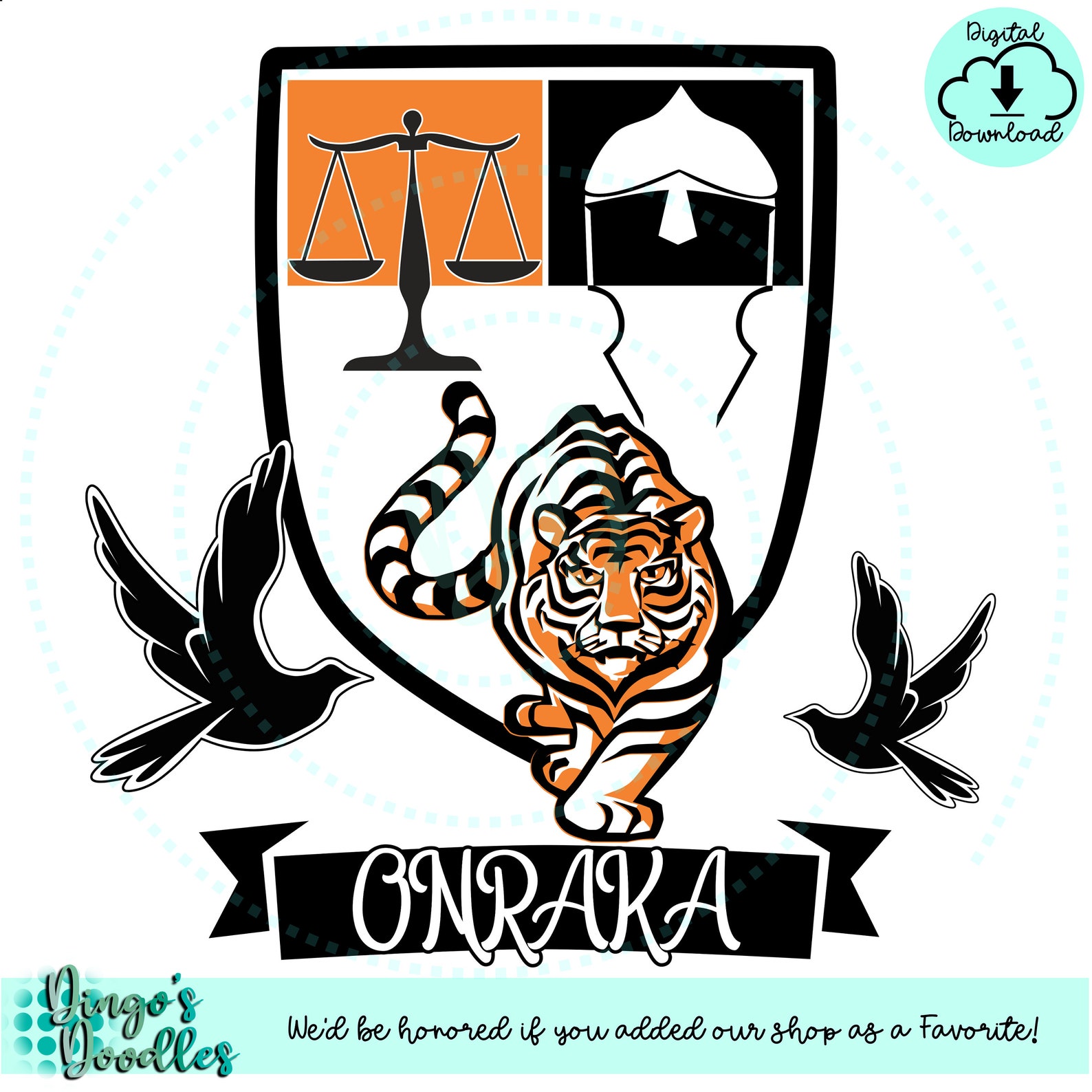 Onraka House Crest SVG PNG Tiger Dove Scales - Etsy