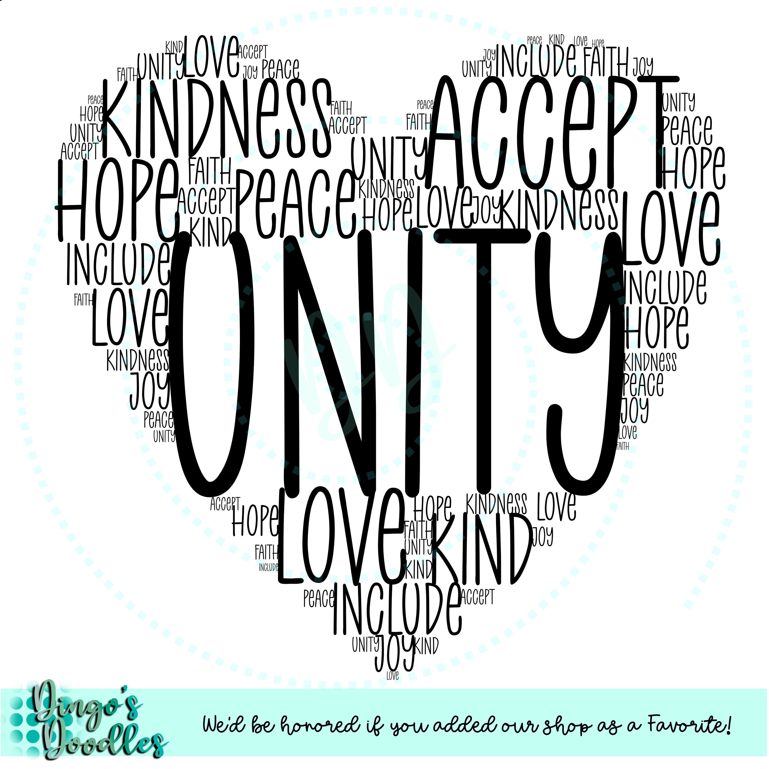 Heart Shaped Words of Unity SVG PNG Anti-bullying - Etsy