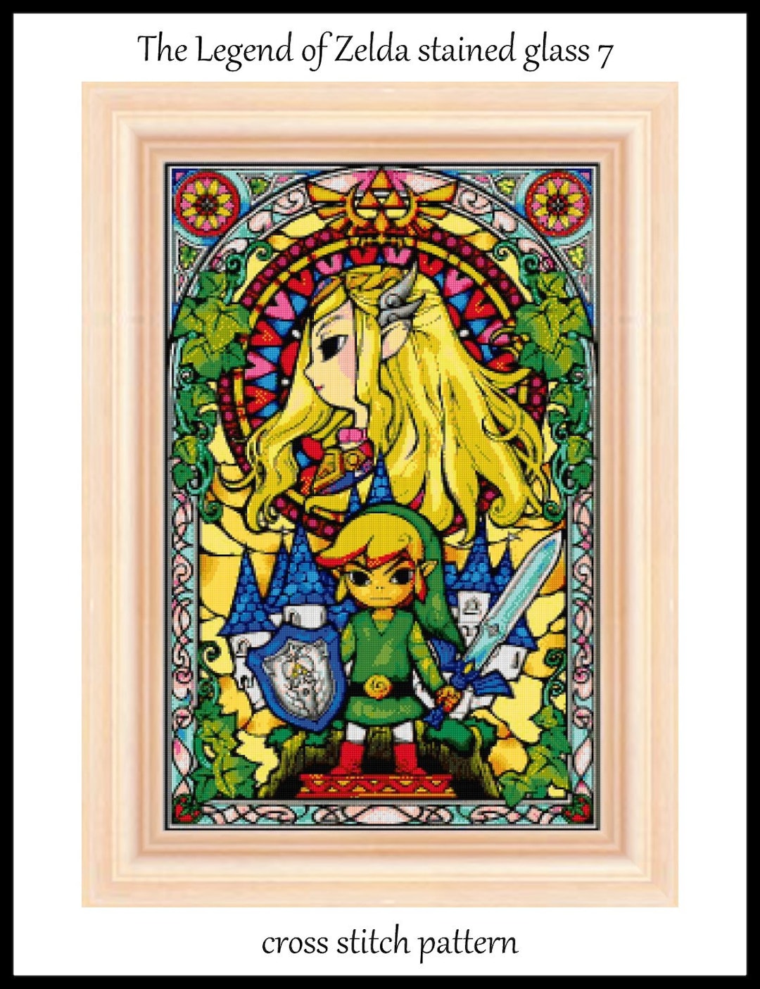 Zelda Stained Glass Cross Stitch Pattern, Tale Heroes DIY (PDF Pattern ...