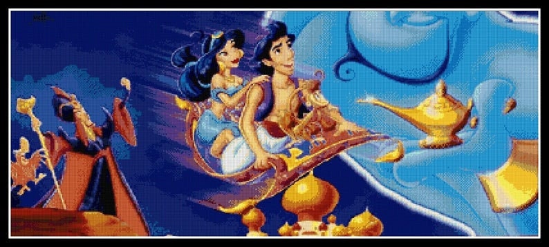 Aladdin Tale Scene Cross Stitch Pattern Kids Room Decoration Tale ...