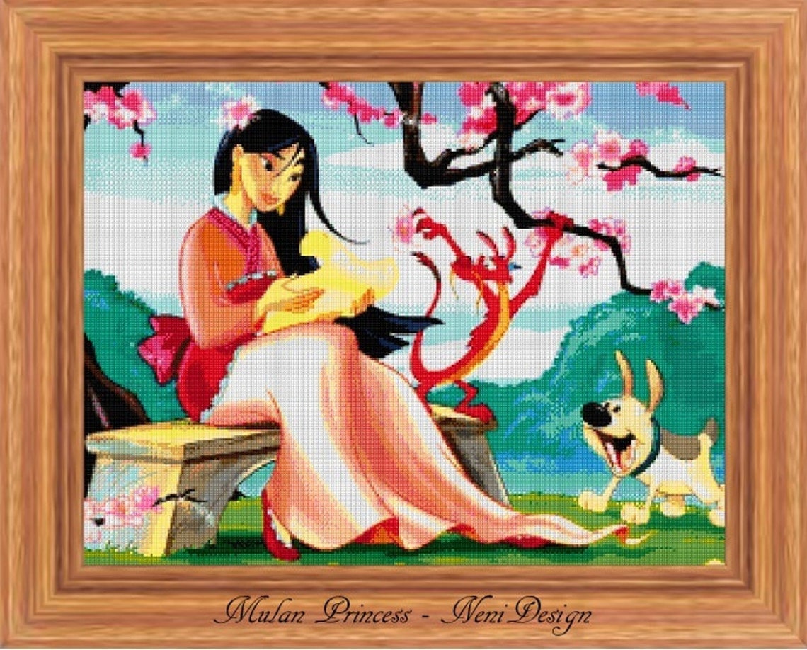 Mulan Princess Cross stitch pattern Kids room decoration DIY | Etsy