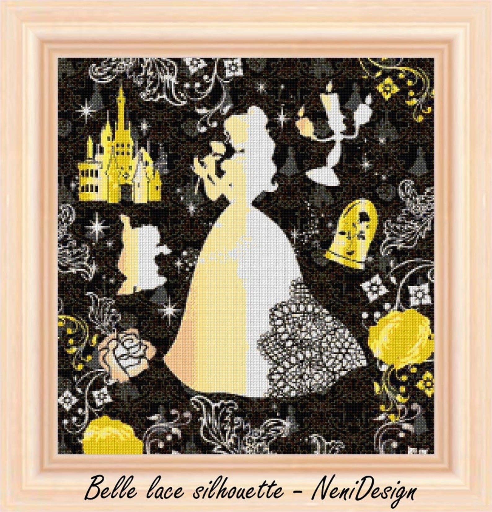 Belle Lace Silhouette Belle Pattern Belle Cross Stitch Kids - Etsy