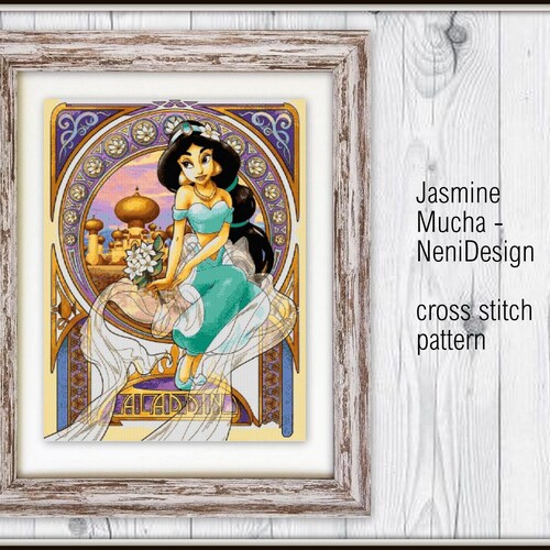 Jasmine Mucha Cross Stitch Pattern Cross Stitch Jasmine Tale - Etsy