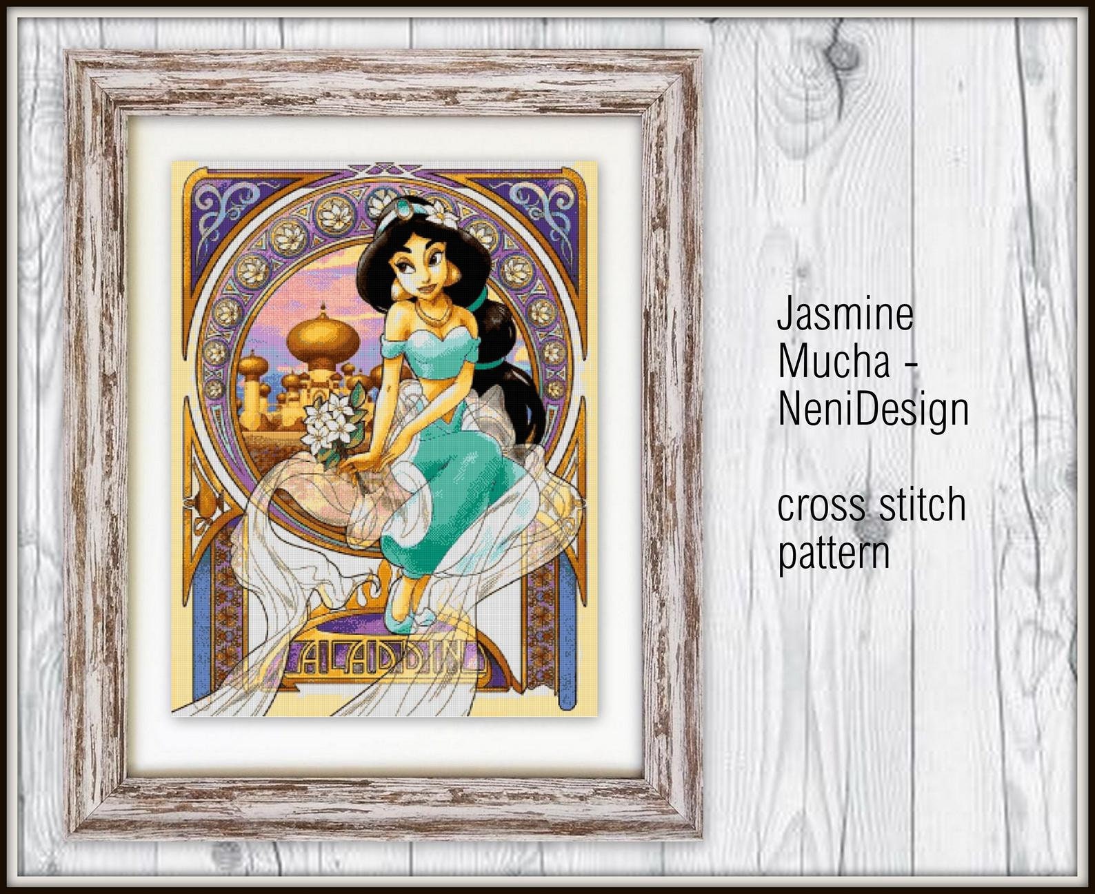 Jasmine Mucha Cross Stitch Pattern Cross Stitch Jasmine Tale - Etsy
