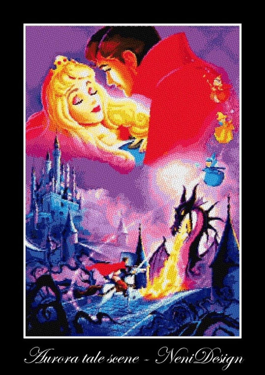 Aurora Tale Scene Cross Stitch Pattern Cross Stitch Aurora Kids Room ...