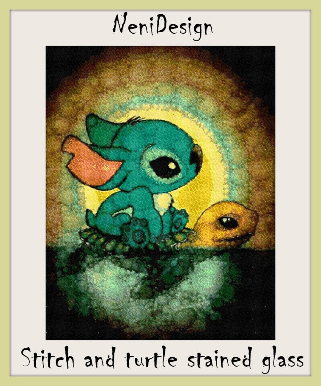 Stitch and Turtle Stained Glass Cross Stitch Pattern Cross Stitch ...