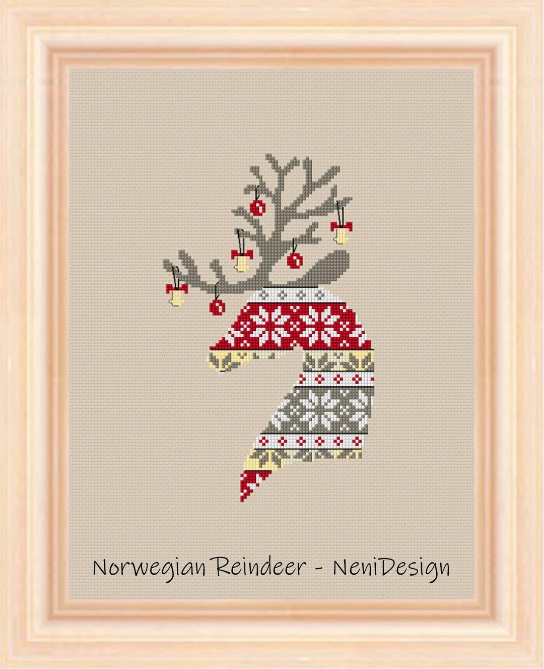 Norwegian Reindeer Cross Stitch Pattern, Reindeer Cross Stitch ...