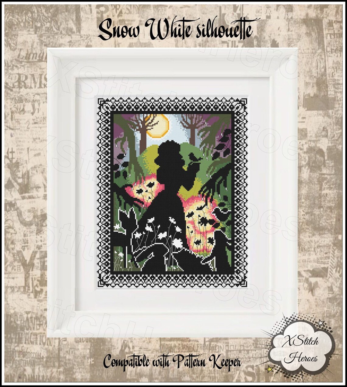 Snow White Silhouette Cross Stitch Pattern (digital Download) - Etsy