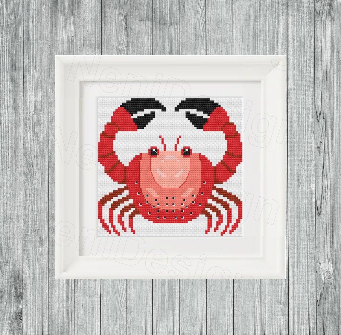 Cute Crab Cross Stitch Pattern Sea Animal Cross Stitch Modern Cross ...