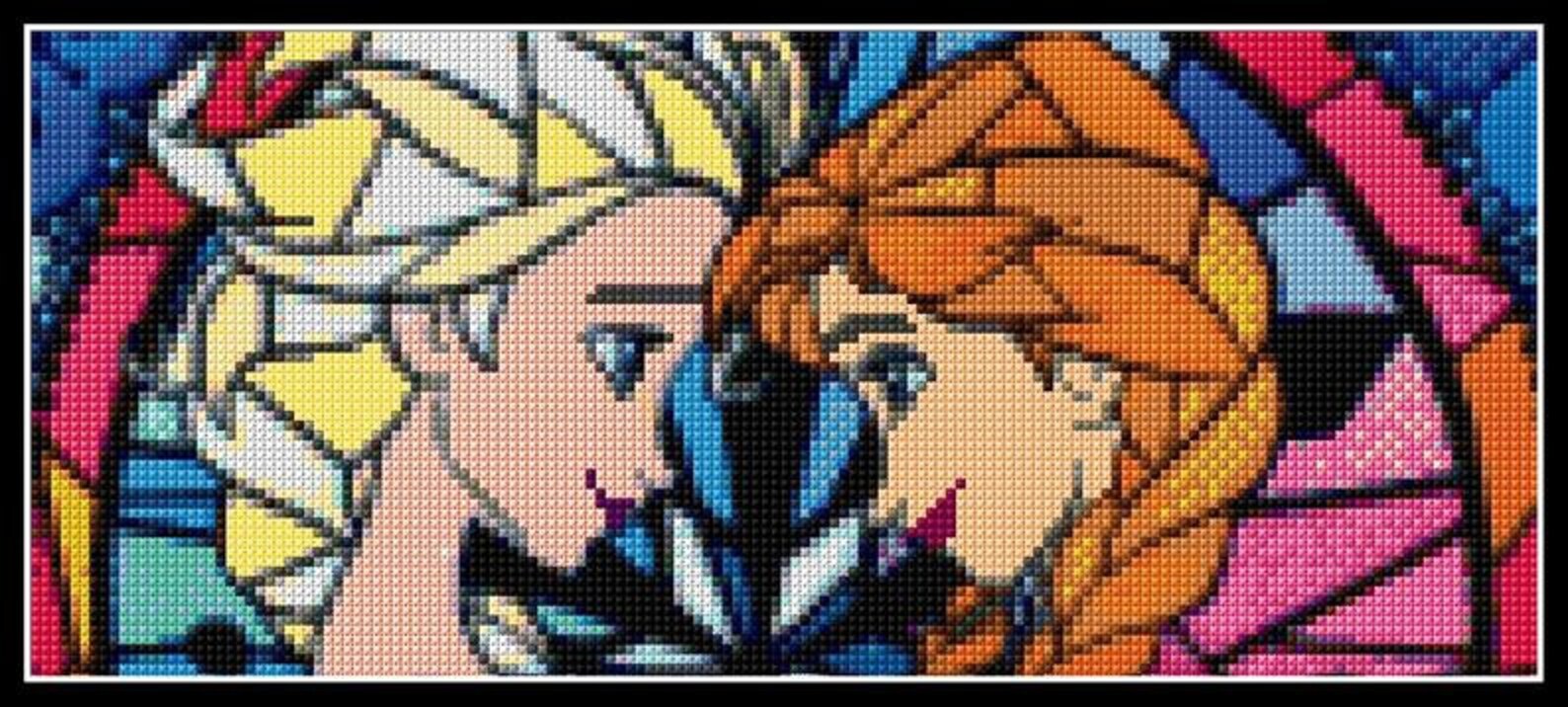 Elsa and Anna Brotherly Love Stained Glass Cross Stitch - Etsy