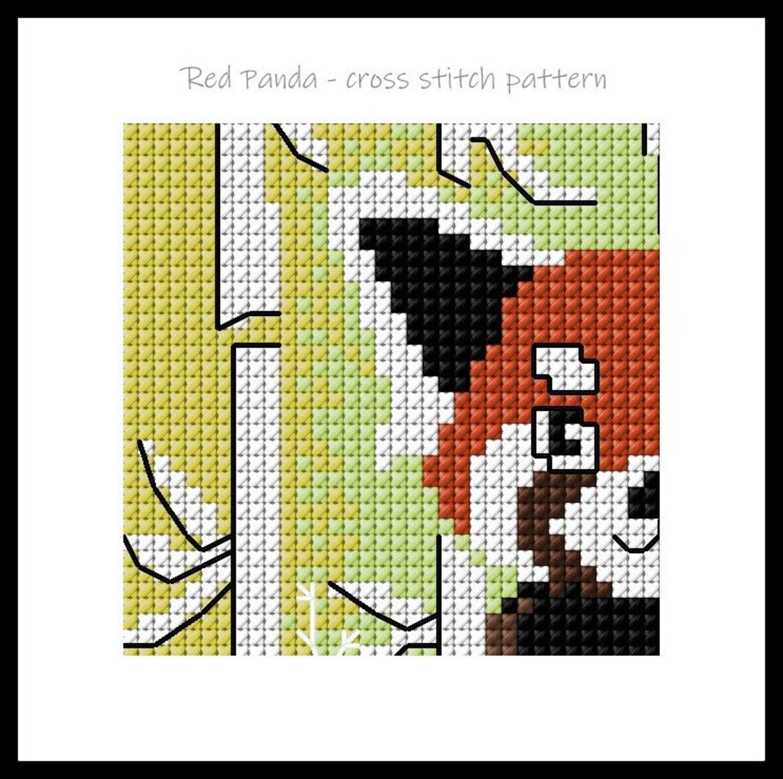 Red Panda Cross Stitch Pattern, Jungle Animal Cross Stitch Pattern ...