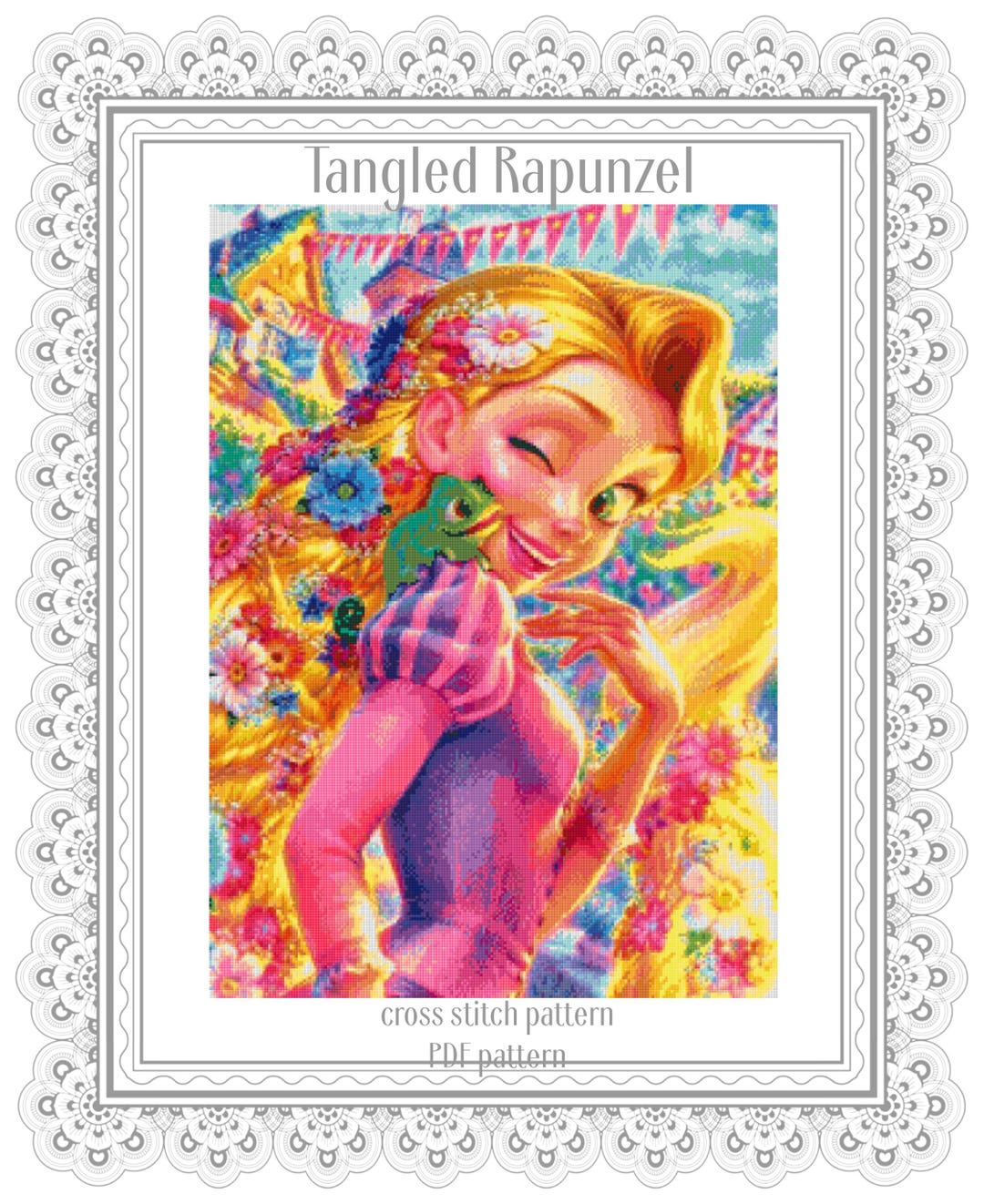 Tangled Rapunzel Cross Stitch Pattern, Tale Heroes (PDF Pattern) - Etsy