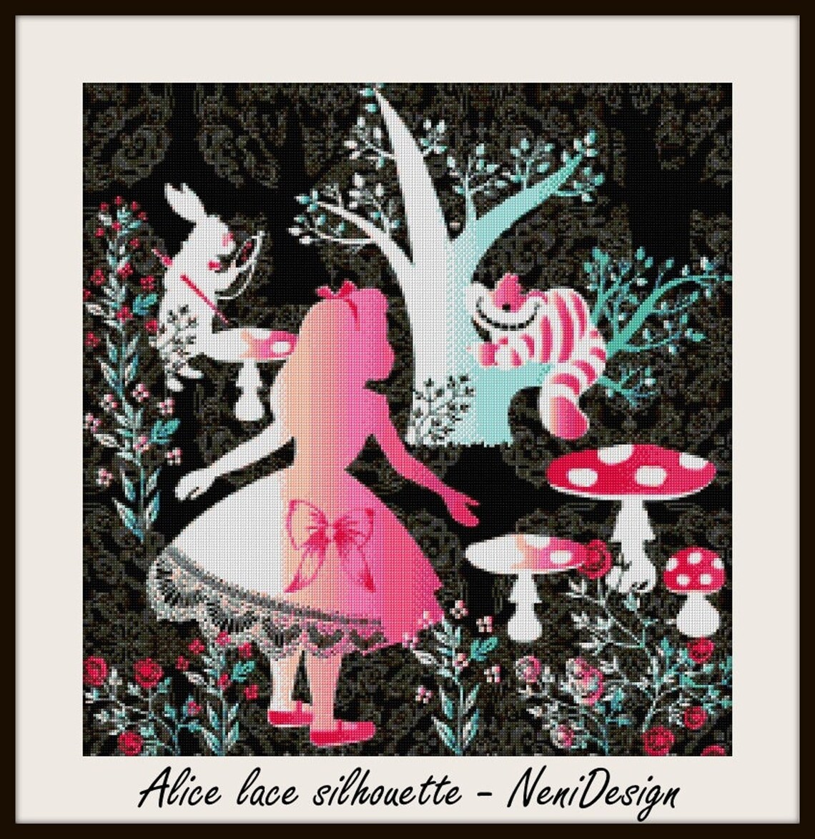 Alice Lace Silhouette Alice Pattern Alice Cross Stitch Alice - Etsy