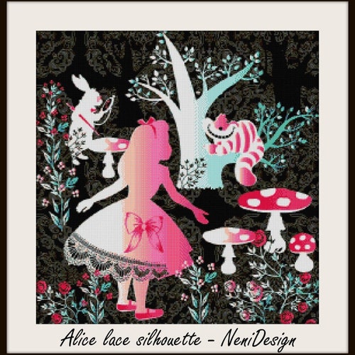 Alice Lace Silhouette Alice Pattern Alice Cross Stitch Alice - Etsy