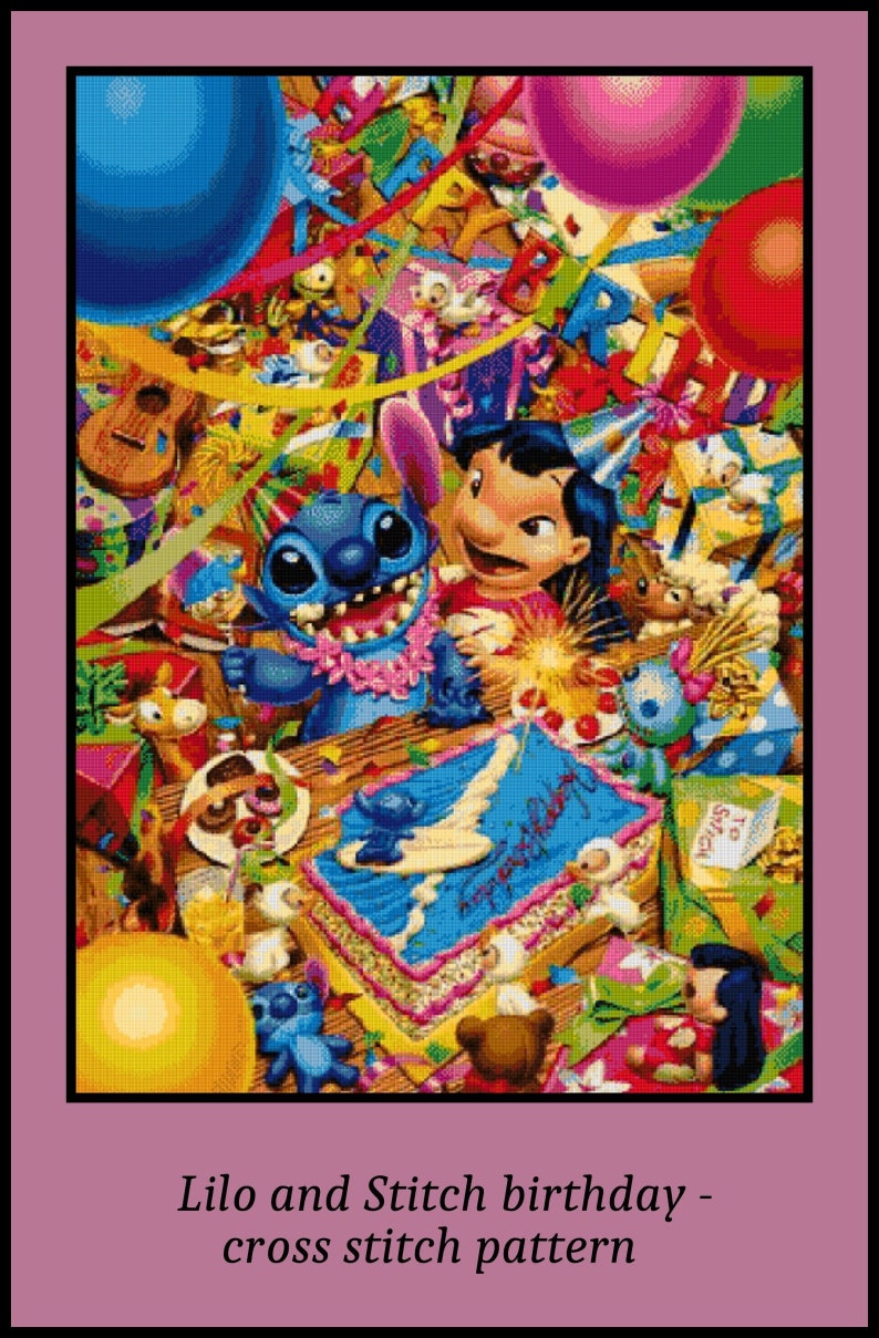 Lilo and Stitch Birthday Cross Stitch Pattern Cross Stitch - Etsy