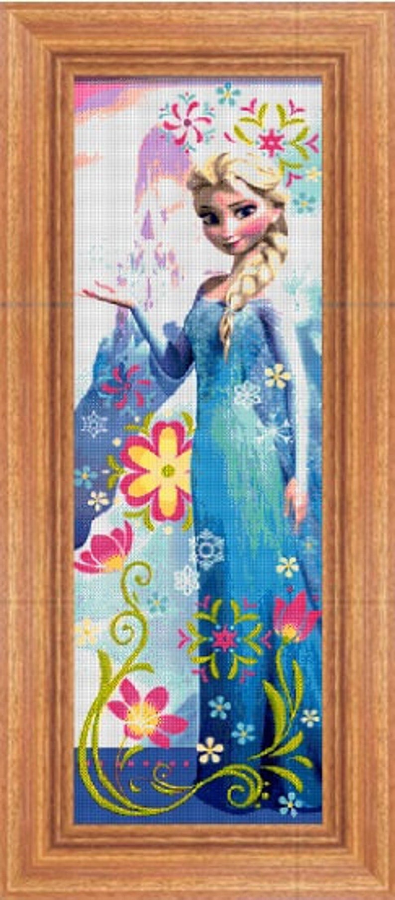 Elsa Romantic Flower Cross Stitch Pattern Frozen Cross Stitch - Etsy