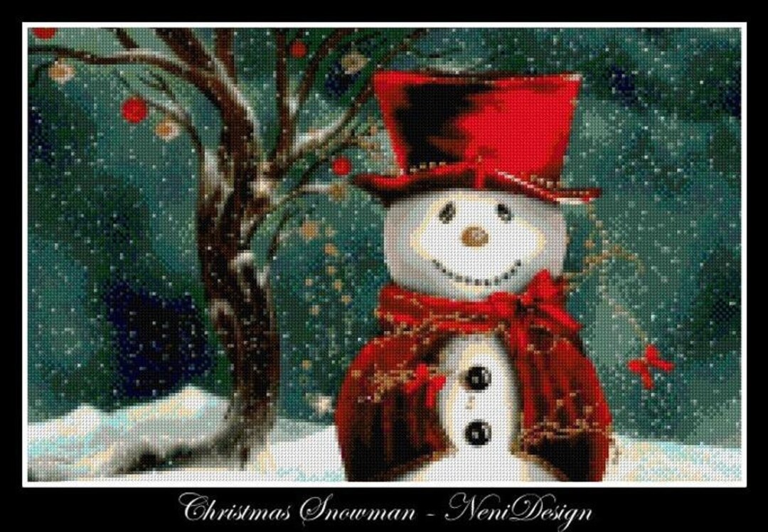 Christmas Snowman, Cross Stitch Pattern, Cross Stitch Snowman, Cross ...
