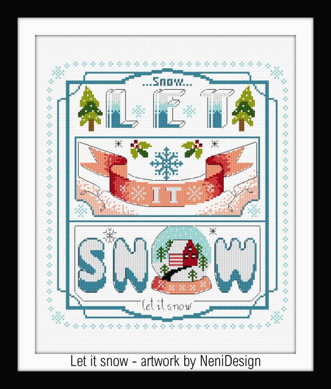 Let It Snow Cross Stitch Pattern Snow Cross Stitch Winter - Etsy