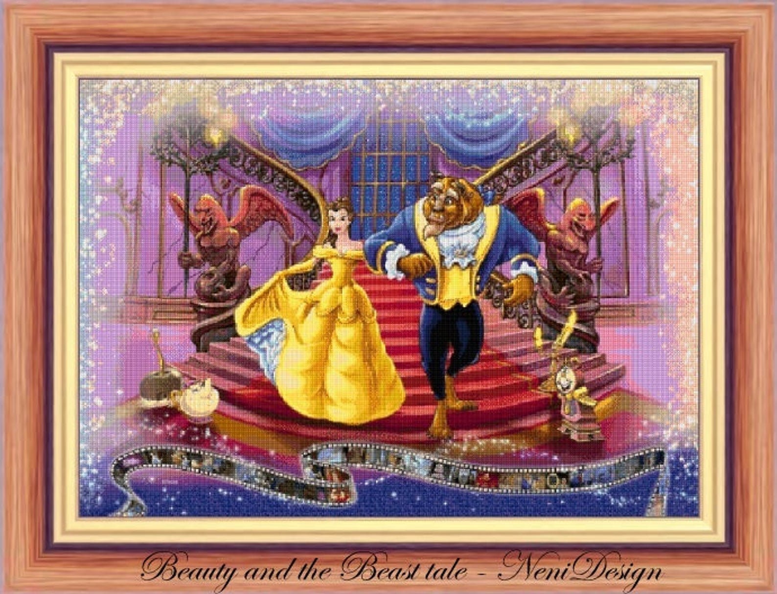 Beauty and the Beast Tale Cross Stitch Pattern Belle Cross - Etsy