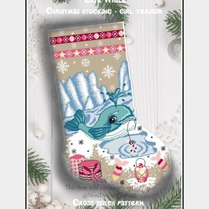 Cute Whale Christmas Stocking Girl Version Cross Stitch Pattern ...