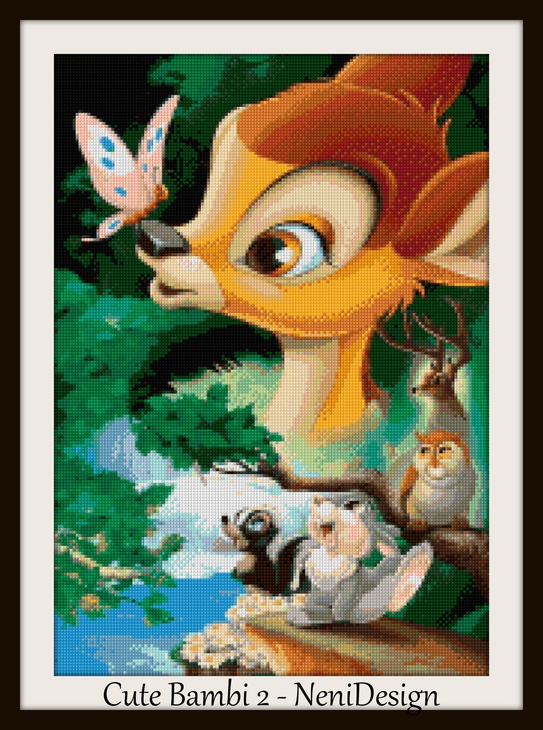 Cute Bambi 2 Cross Stitch Pattern Bambi Pattern Bambi Cross Stitch ...