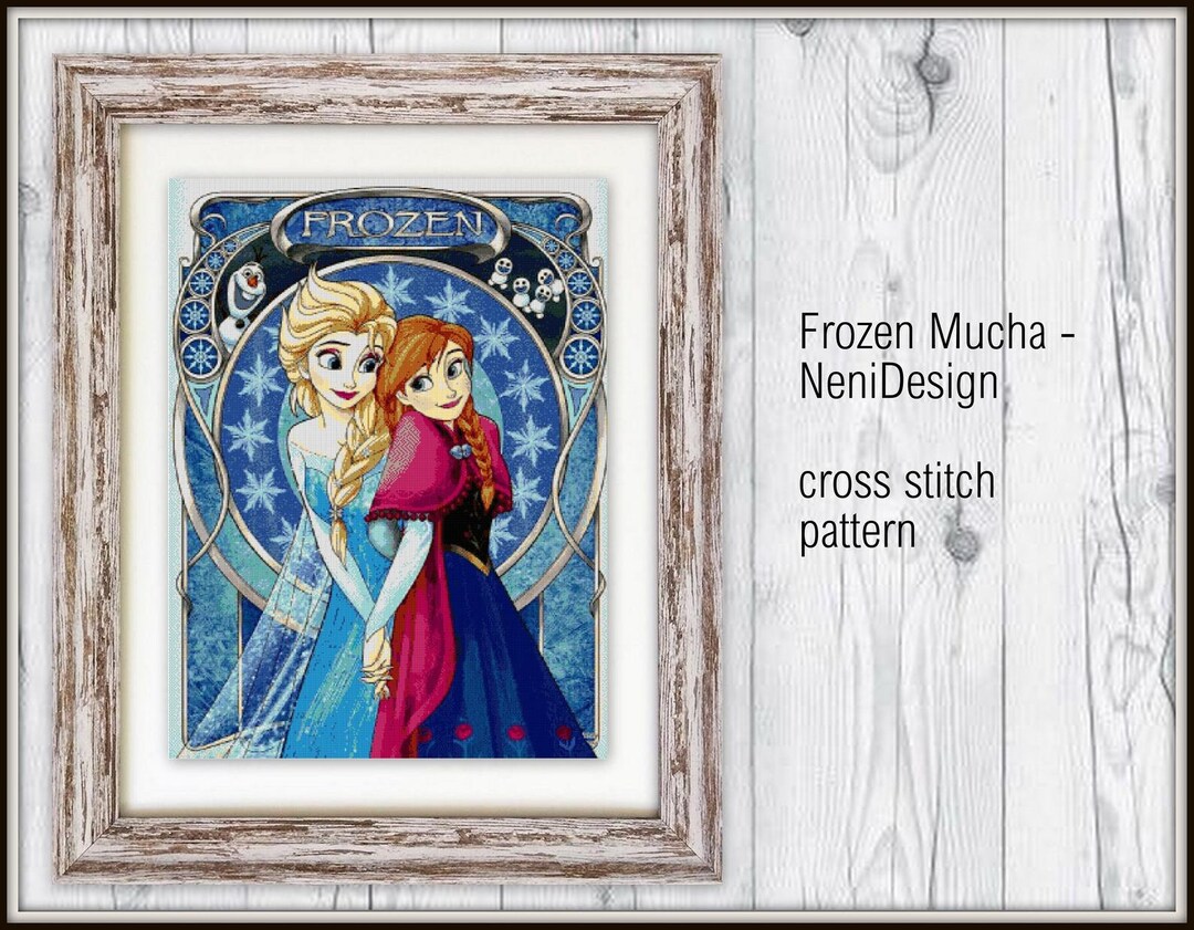 Frozen Mucha Cross Stitch Pattern Cross Stitch Frozen Cross Stitch Kids ...