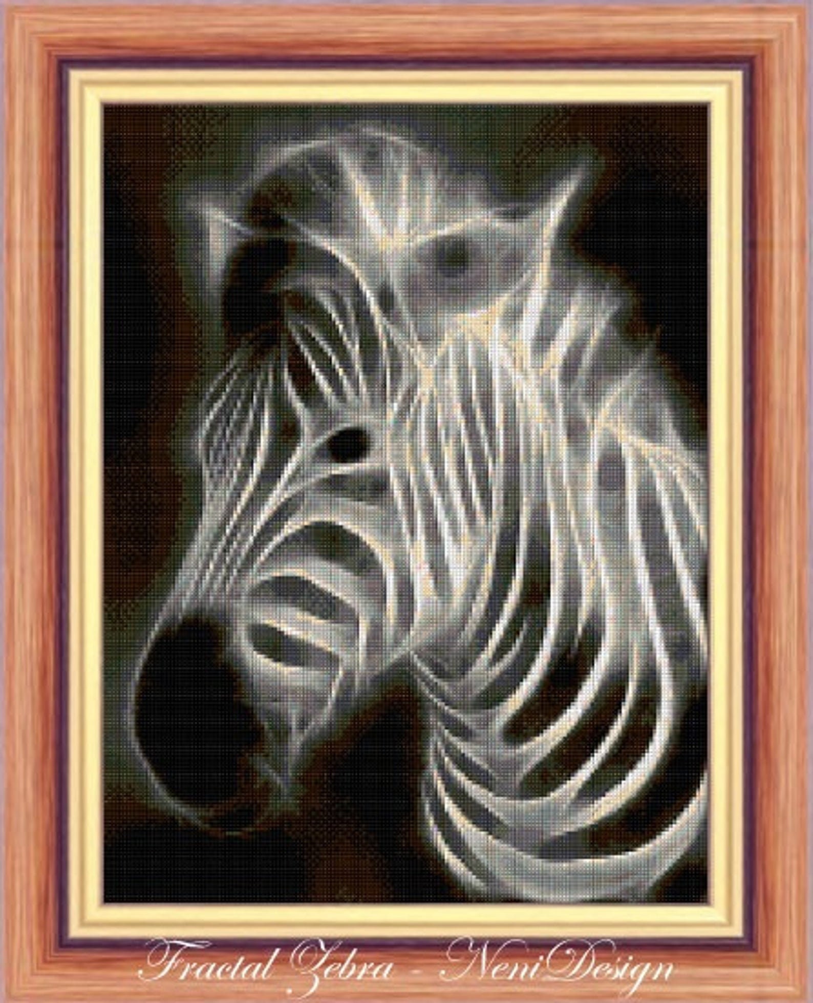 Fractal Zebra cross stitch pattern cross stitch zebra cross | Etsy