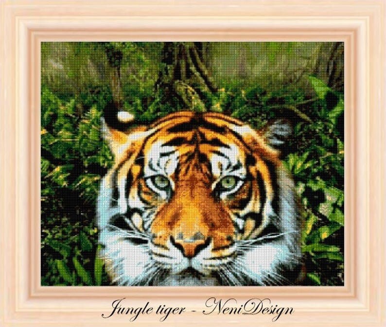 Jungle Tiger Cross Stitch Pattern Cross Stitch Tiger Cross - Etsy
