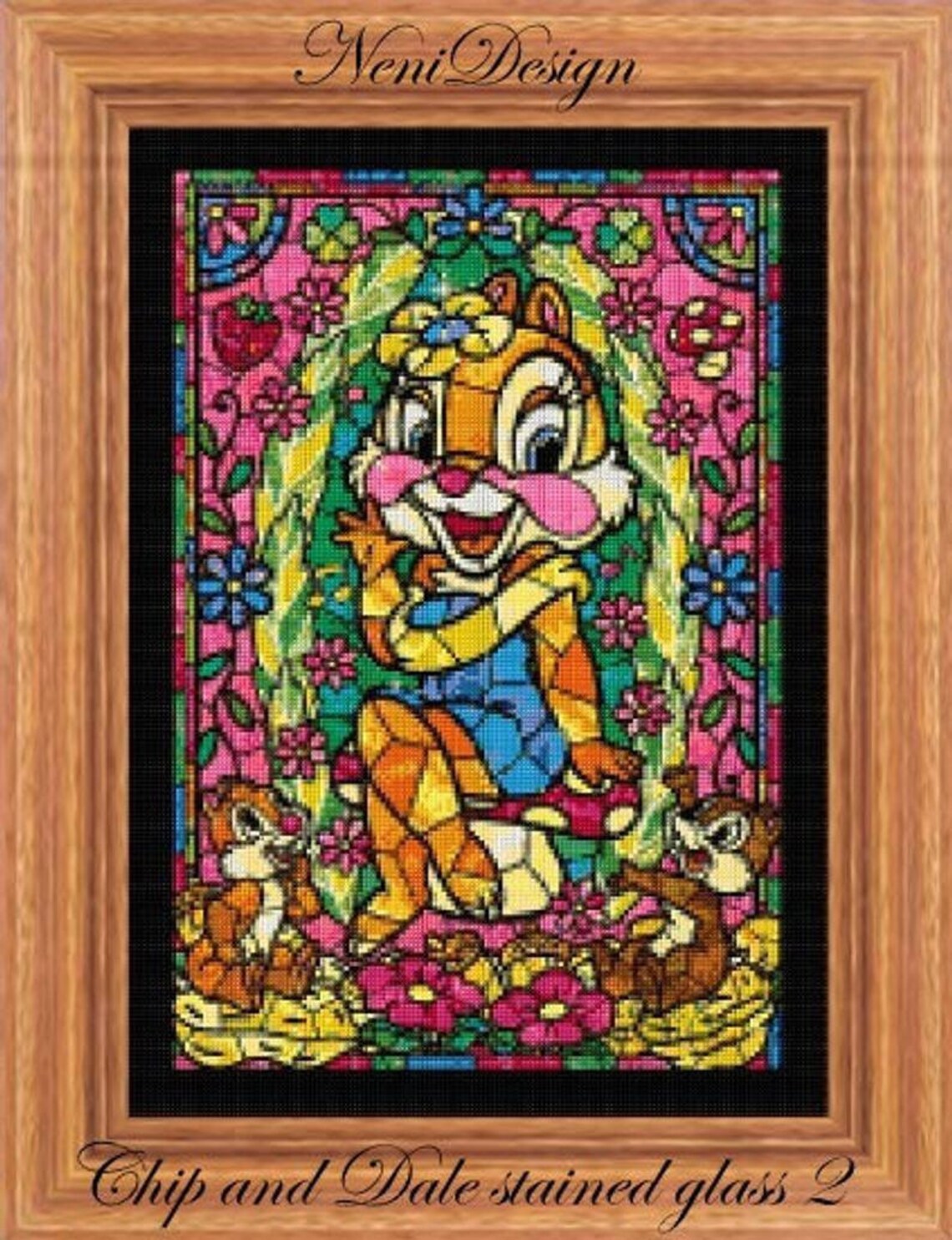 Chip and Dale Stained Glass 2 Cross Stitch Pattern Kids Room - Etsy