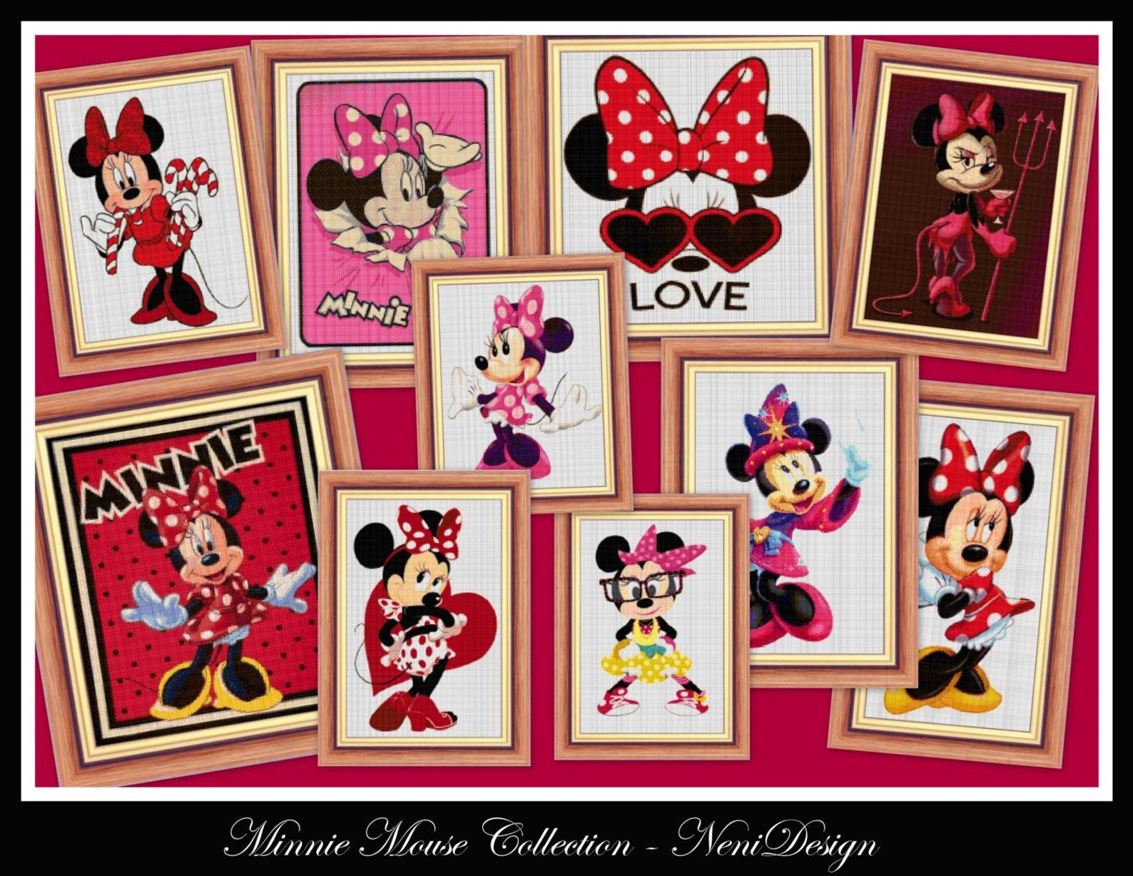 Minnie Mouse Collection Cross Stitch Pattern DIY Minnie Mouse - Etsy