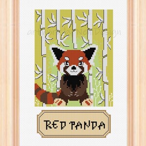 Red Panda Cross Stitch Pattern, Jungle Animal Cross Stitch Pattern ...