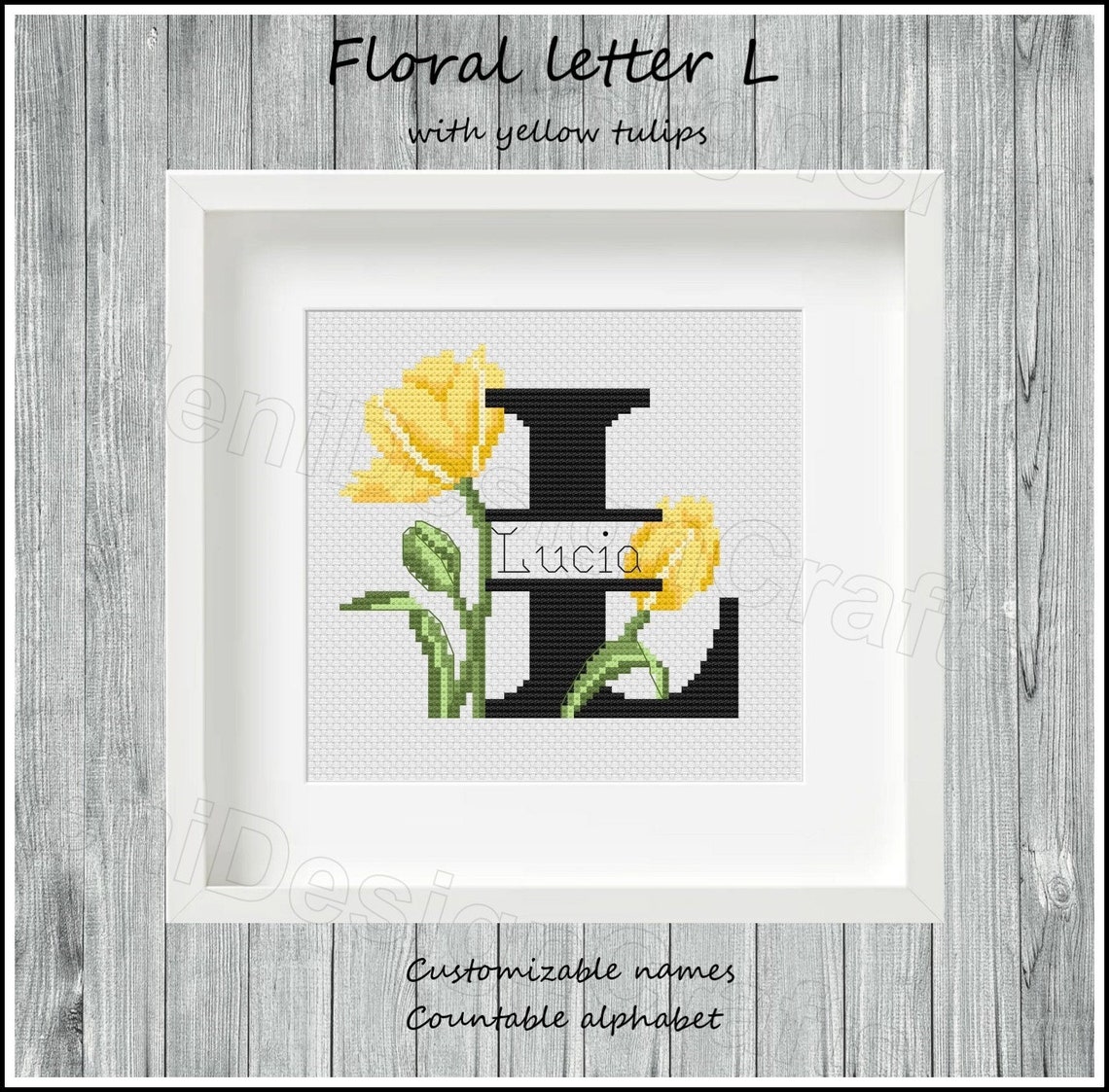 Floral Letter L Cross Stitch Pattern, Customizable Name (PDF Pattern ...