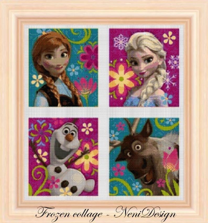Frozen Collage Cross Stitch Pattern Elsa Cross Stitch Anna - Etsy