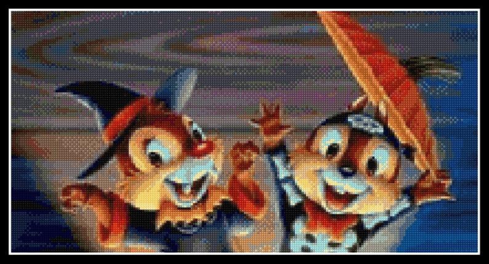 Chip and Dale Halloween Cross Stitch Pattern DIY Tale Hero Halloween ...