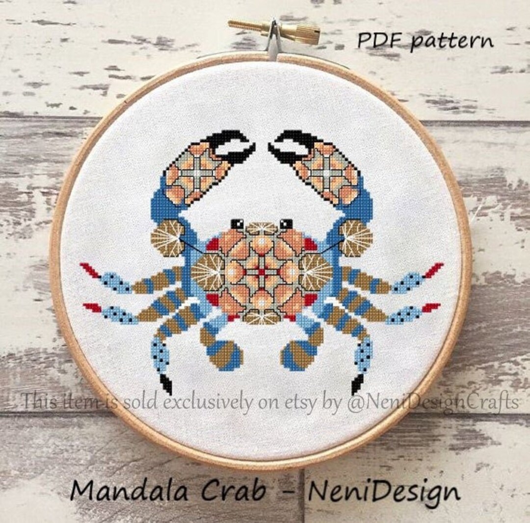 Mandala Crab Cross Stitch Pattern Cross Stitch Mandala Animal Mandala ...